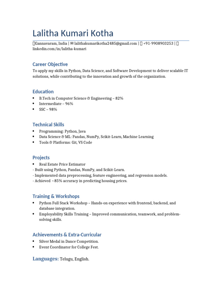 Lalitha Resume | PDF