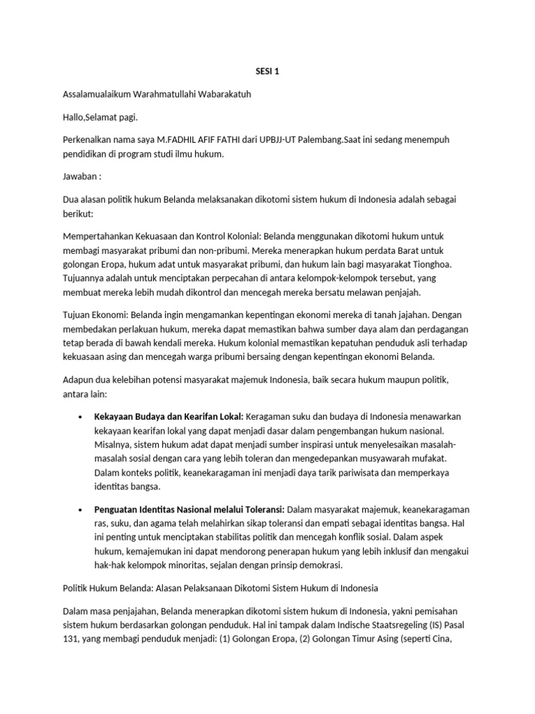 Politik Hukum Belanda dan Dikotomi Hukum | PDF