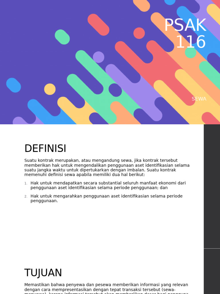 Pemahaman PSAK 116 tentang Sewa | PDF