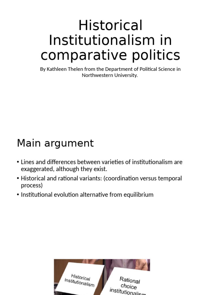 Historical Institutionalism in Comparative Politics | PDF | Rationality ...