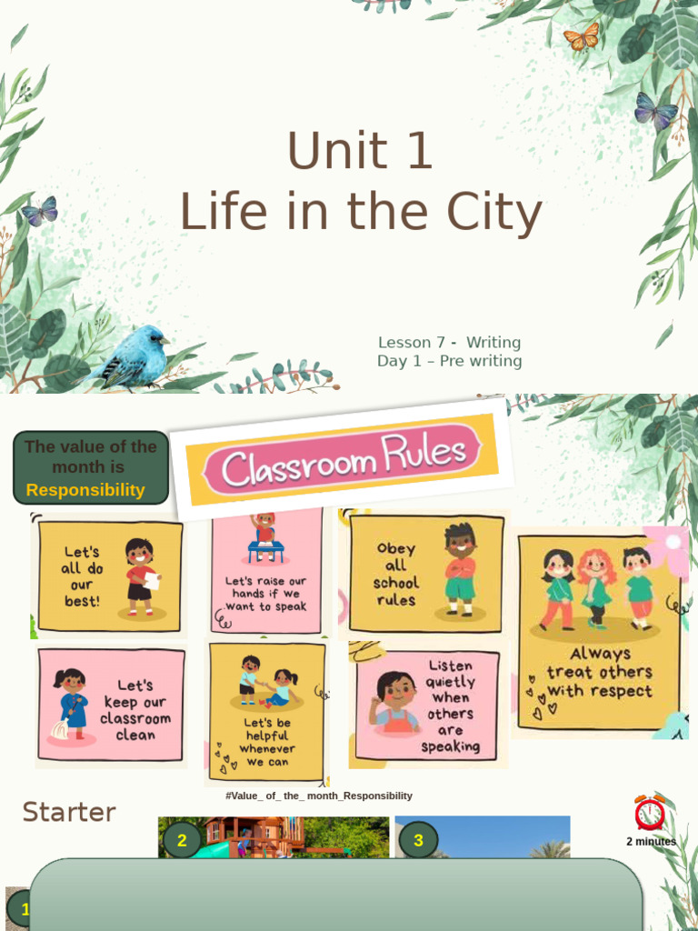 Unit 1 - Lesson 7 (Writing) Day 1 - 2023 | PDF | Playground
