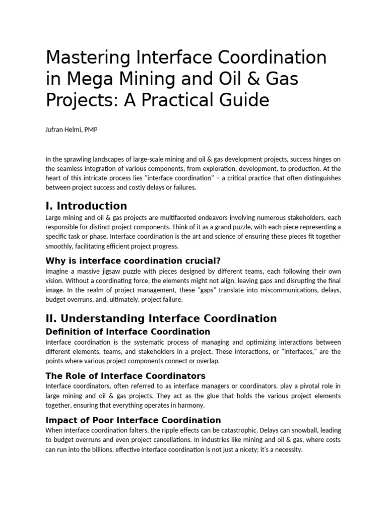 Mastering Interface Coordination in Mega Mining and Oil | PDF ...