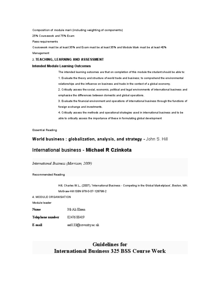 International Business Module Guidelines | PDF