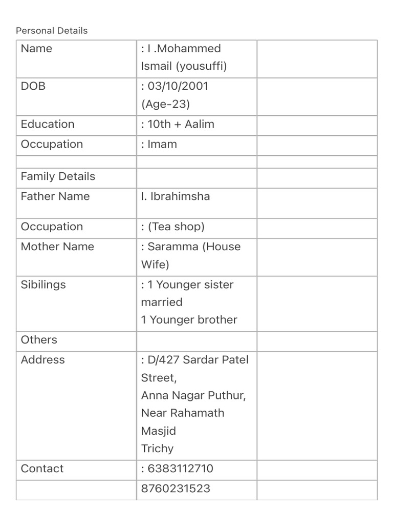 Personal Details 1 | PDF