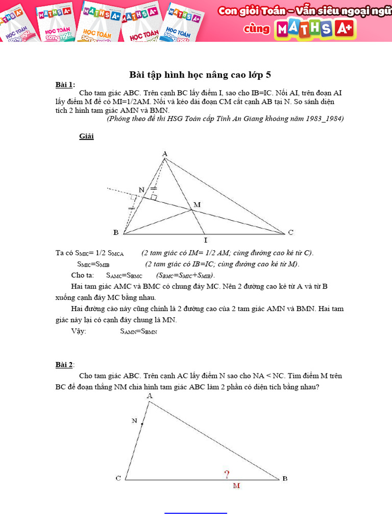 Bai Tap Toan Nang Cao Hinh Hoc Lop 5 | PDF