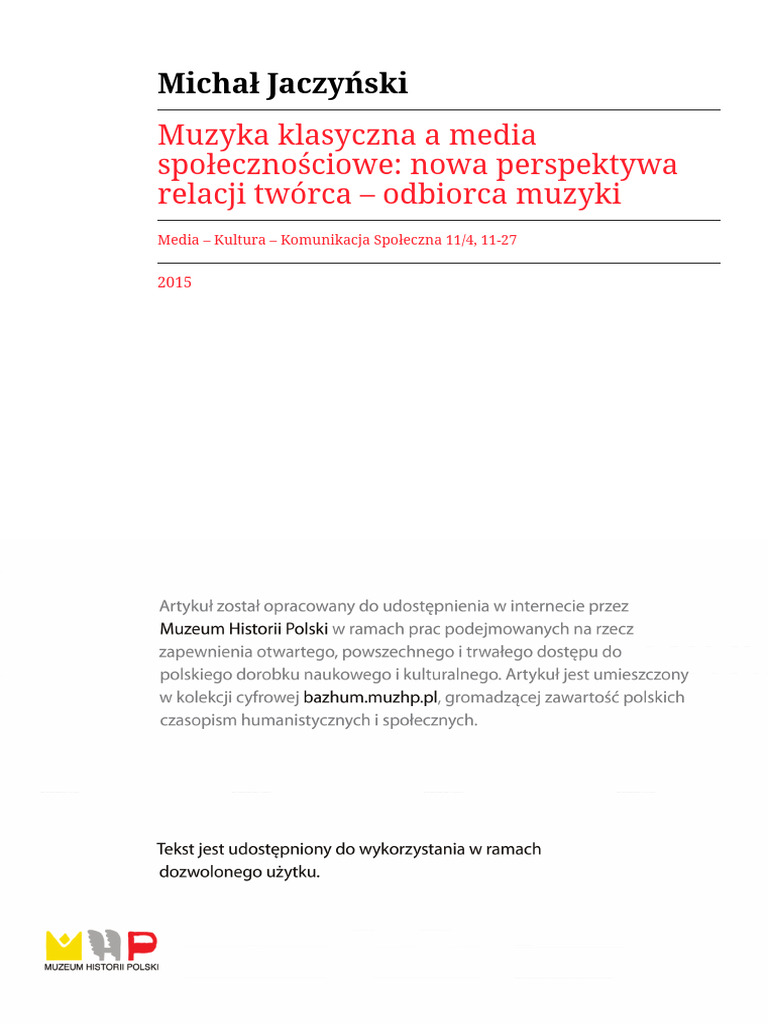Jaczynski Muzyka Klasyczna 2015 | PDF