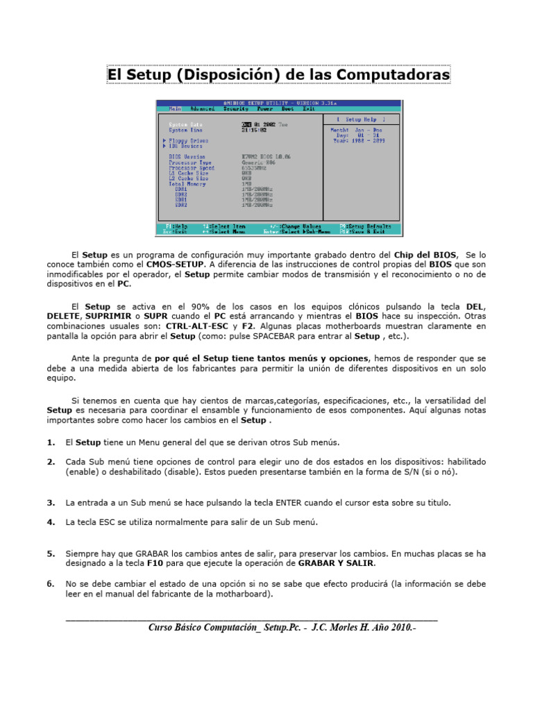 Guía del Setup en Computadoras | PDF