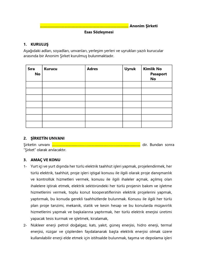 Ana Sozlesme | PDF