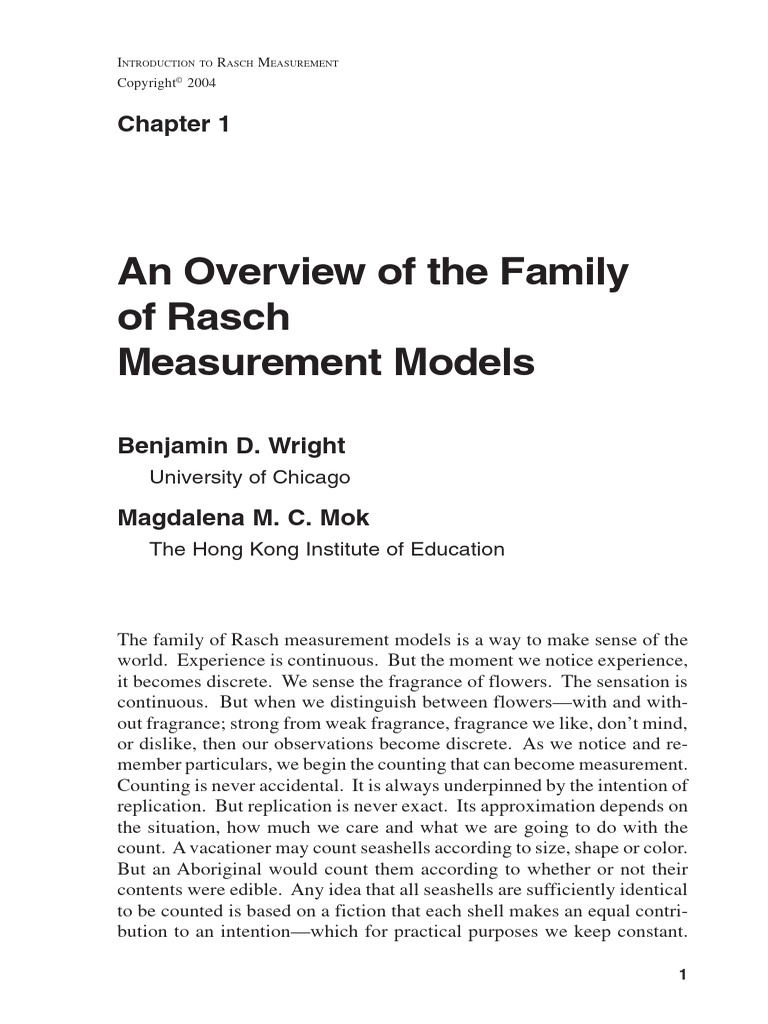 Overview of Rasch Measurement Models | PDF | Accuracy And Precision ...
