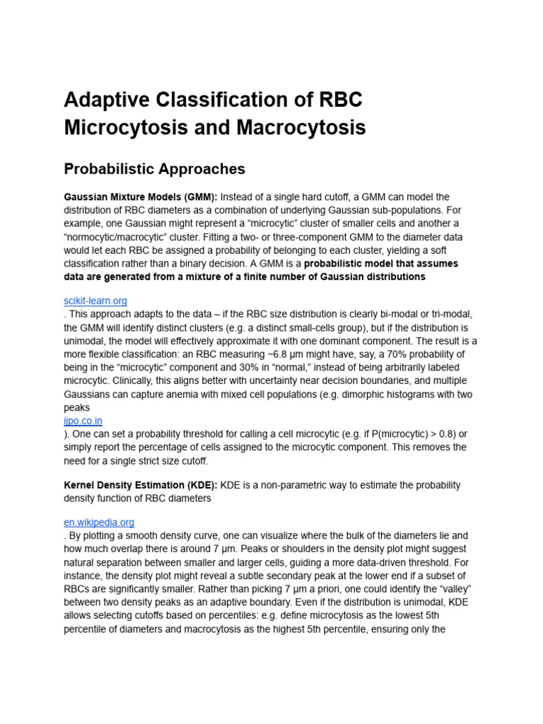 Adaptive Classification of RBC Microcytosis and Macrocytosis | PDF ...