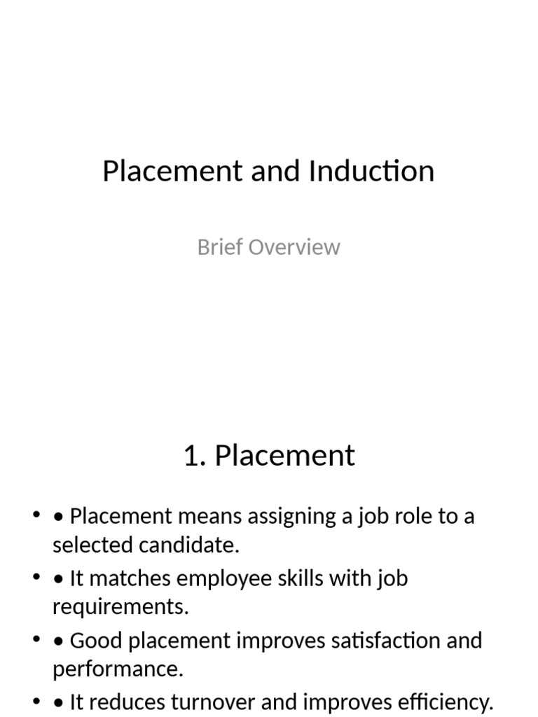 Placement and Induction | PDF