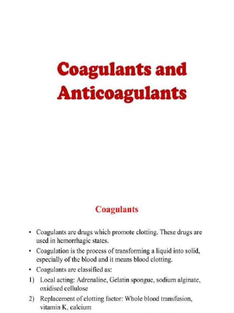 Coagulants and Anticoagulants | PDF