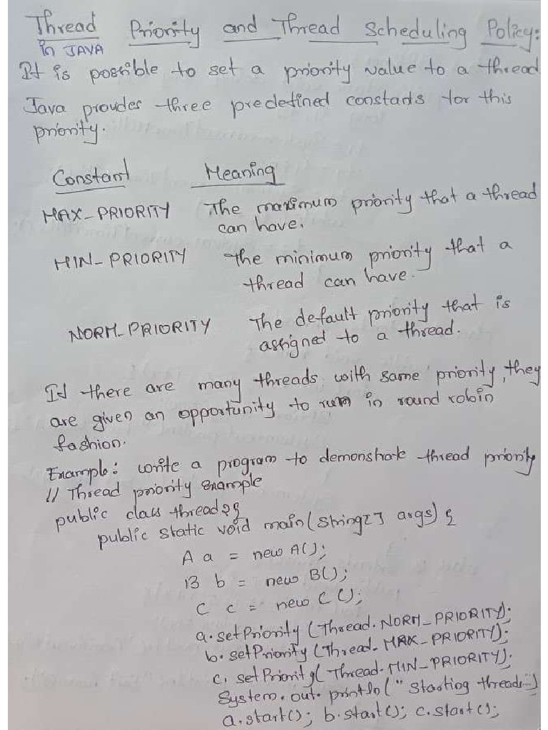 Thread Priority in JAVA | PDF