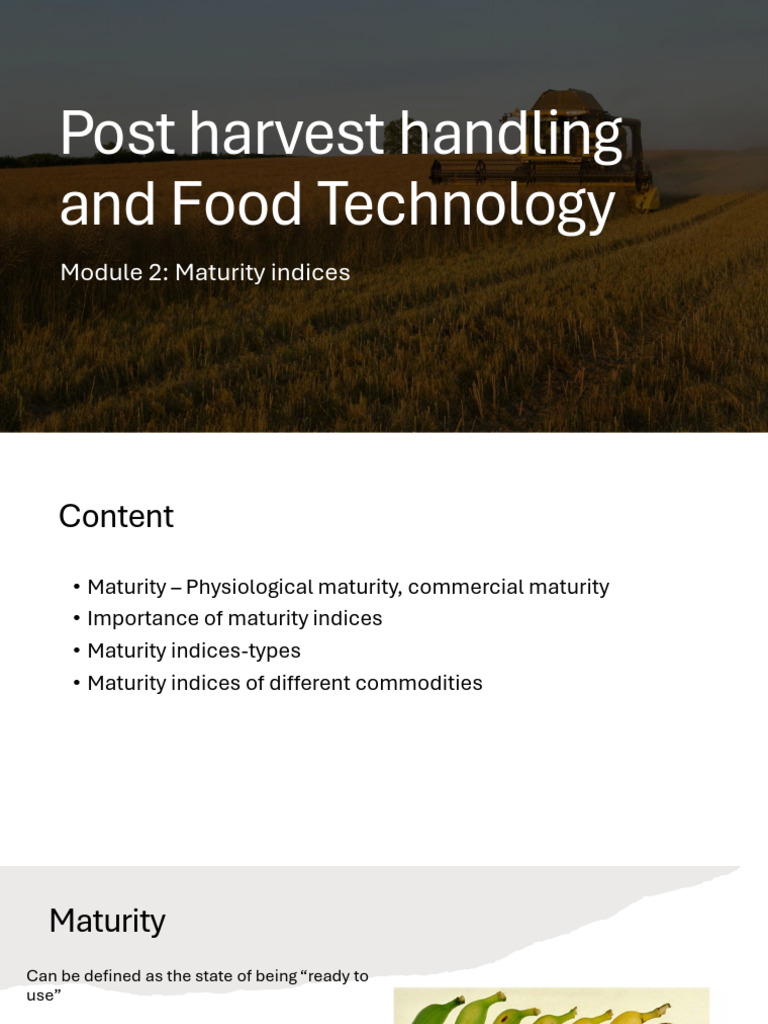 Maturity Indices in Post-Harvest Handling | PDF