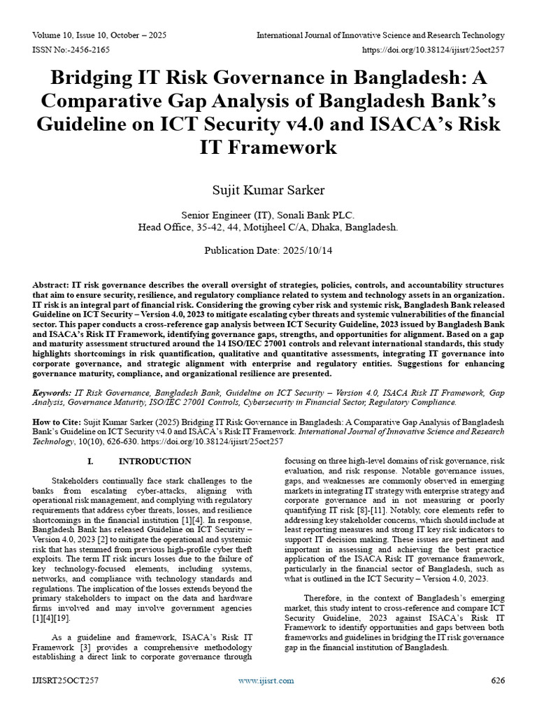 IT Risk Governance Gap Analysis in Bangladesh | PDF | Risk | Governance