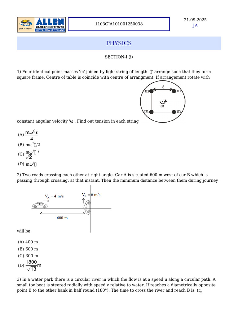 Physics and Chemistry Problem Set | PDF | Acceleration | Molecules