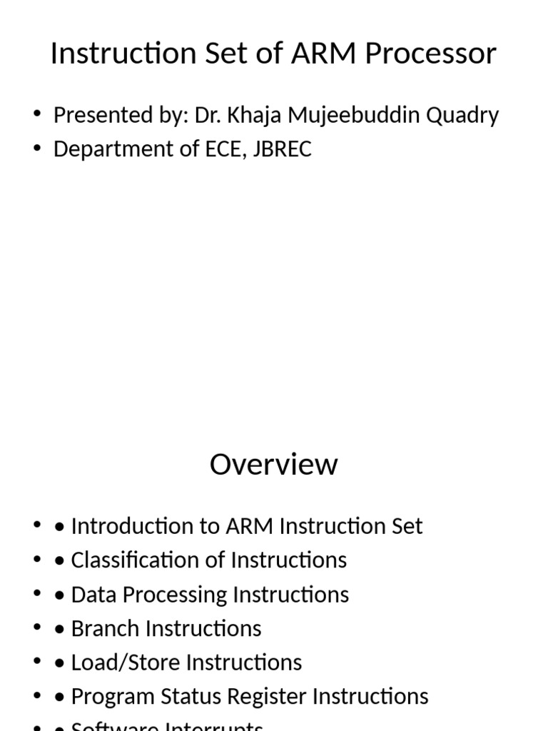ARM Processor Instruction Set Overview | PDF | Office Equipment | Computing