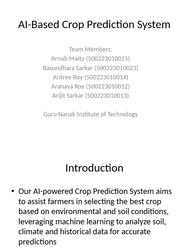 AI Crop Prediction Presentation | PDF | Machine Learning | Artificial ...