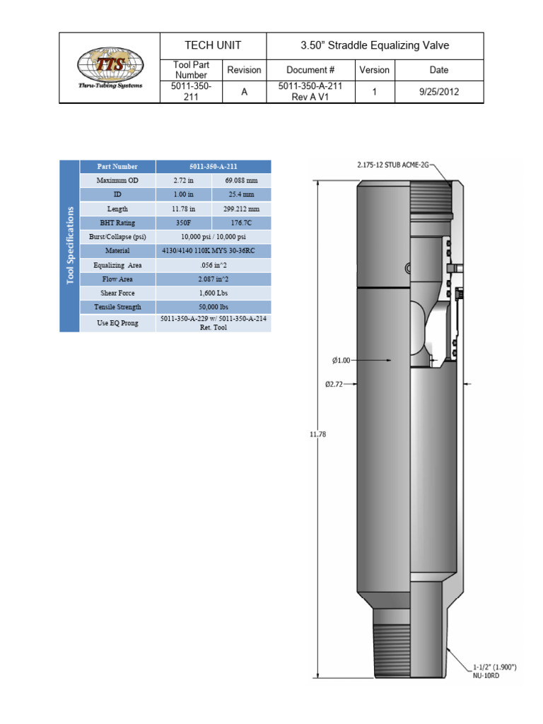3.50” Straddle Equalizing Valve Specs | PDF