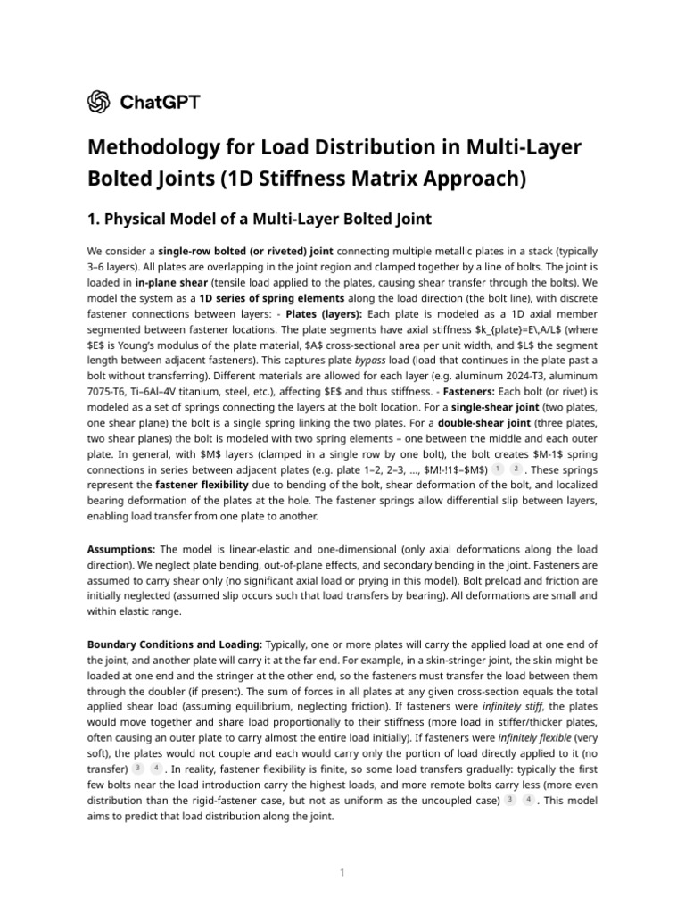 Methodology For Load Distribution in Multi Layer Bolted Joints (1D ...