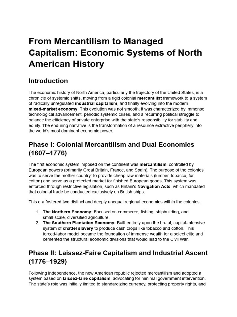 From Mercantilism To Managed Capitalism - Economic Systems of North ...