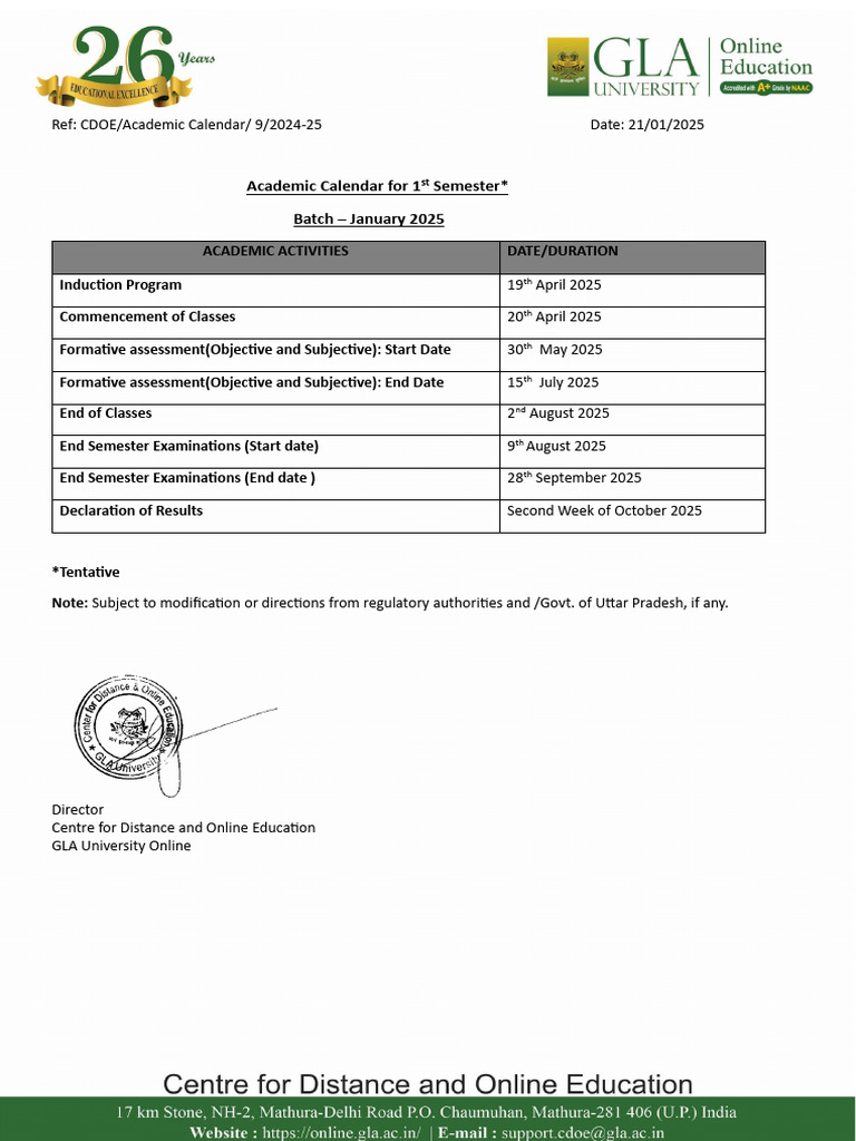 Academic Calender | PDF