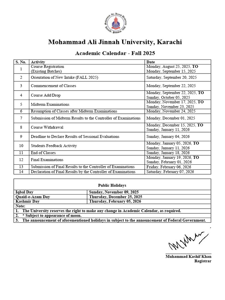 Academic Calendar For Fall 2025 | PDF | Academic Term