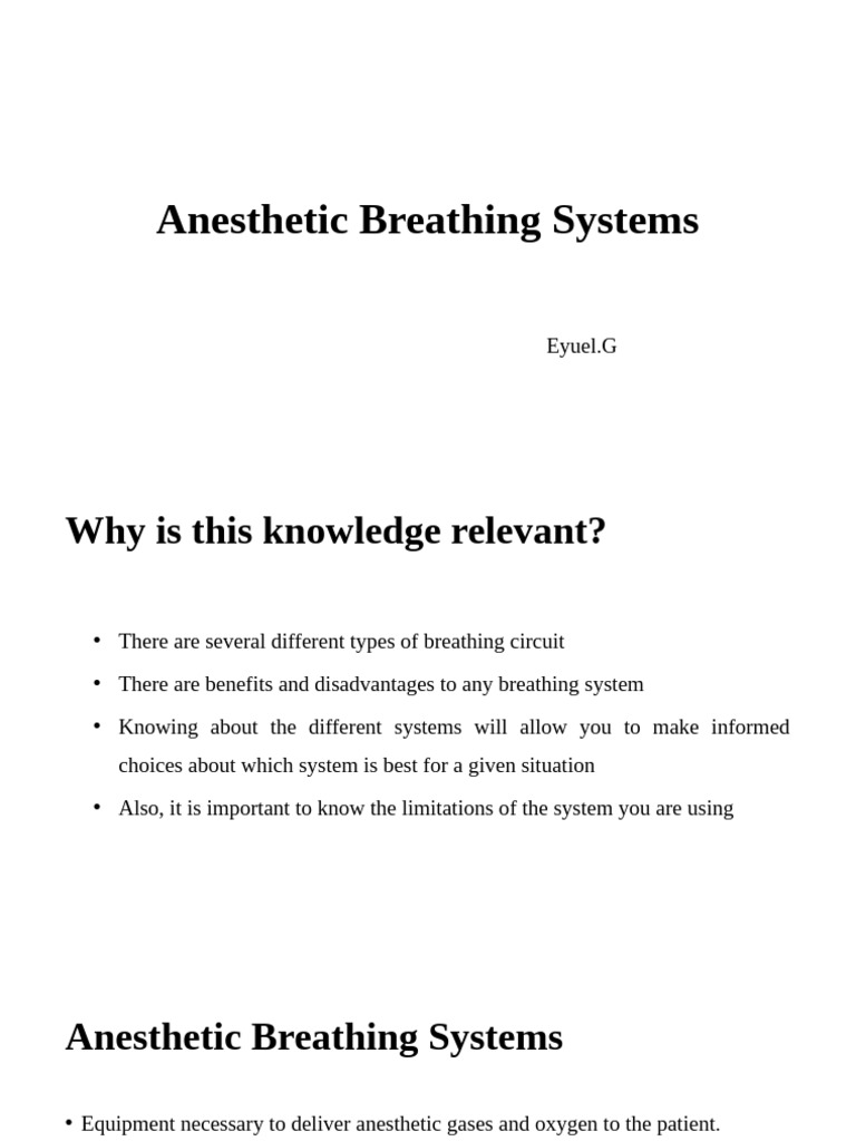 Anesthetic Breathing Systems Overview | PDF | Breathing | Exhalation