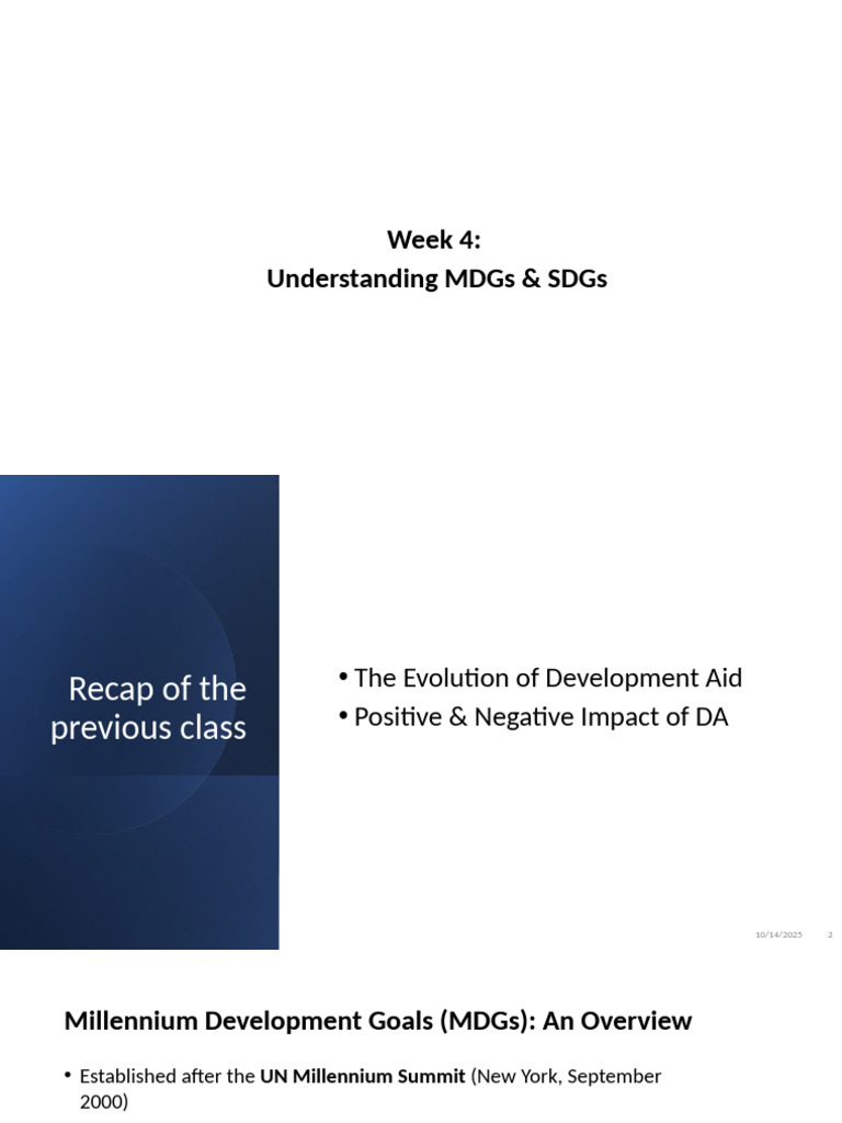 MDGs and SDGs: Development Aid Insights | PDF | Millennium Development ...