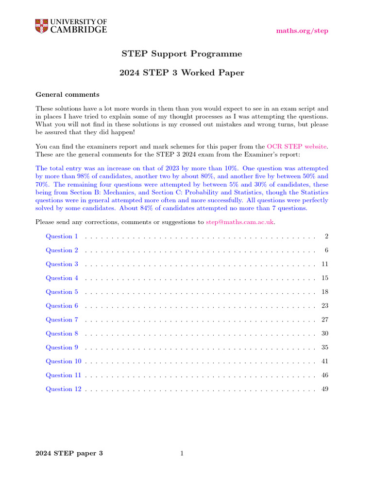 2024 STEP 3 Exam Solutions Guide | PDF | Slope | Matrix (Mathematics)