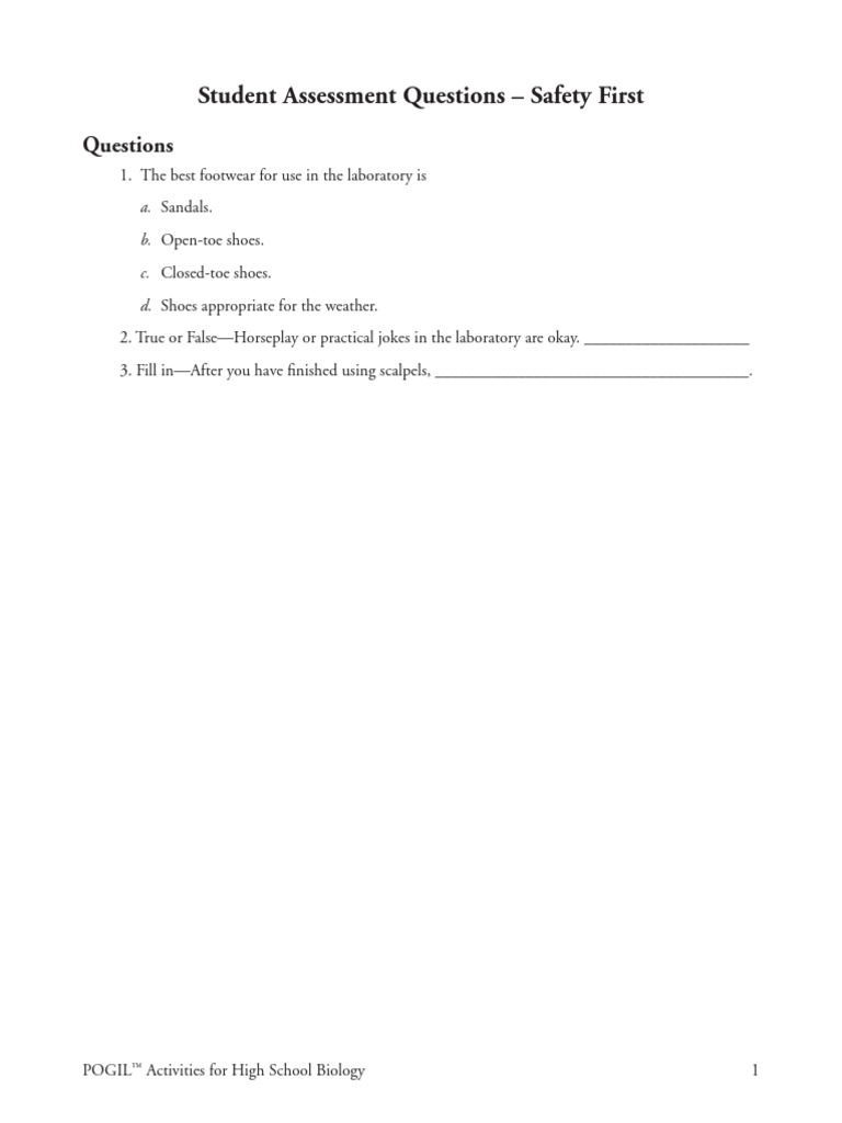High School Biology POGIL Assessment Questions | PDF | Cell (Biology ...