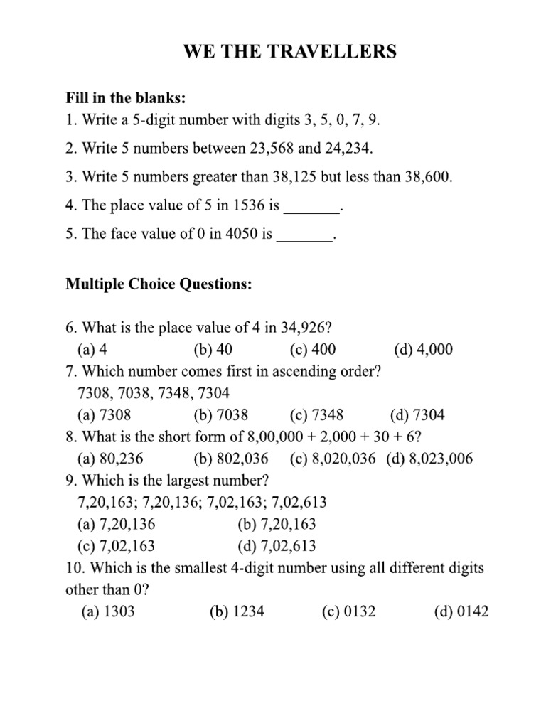 Class 5 Maths Worksheet | PDF