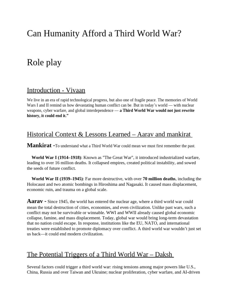 Can Humanity Afford A Third World War | PDF | International Security ...