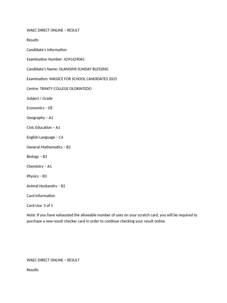 Waec Direct Onl-Wps Office | PDF