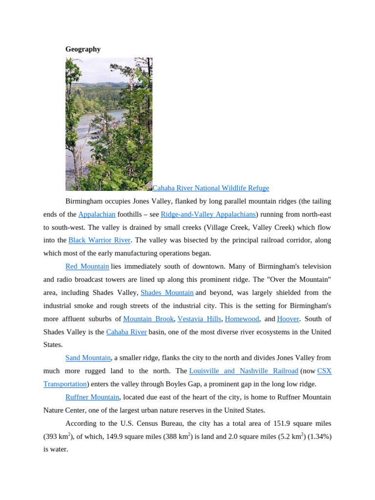 Birmingham, Alabama - Geography | PDF