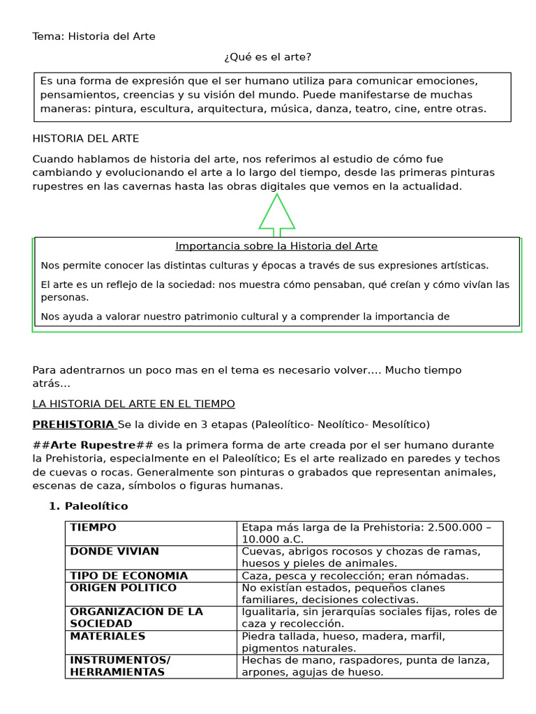 Historia Del Arte | PDF | Arte roquero | Neolítico