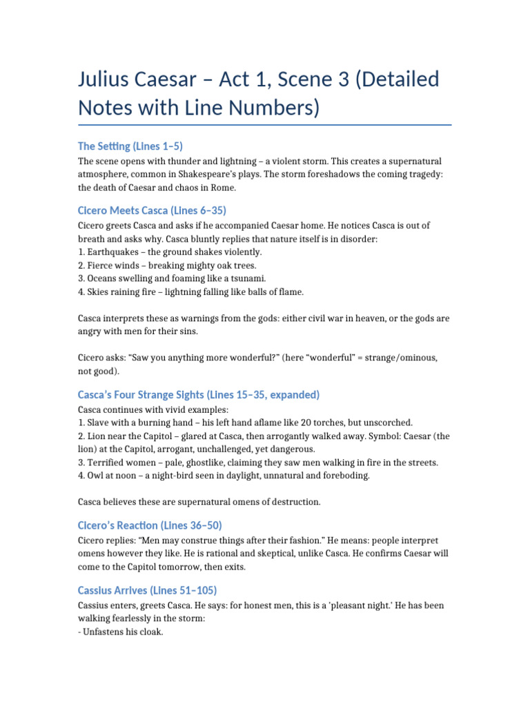Julius Caesar Act1 Scene3 Notes Updated | PDF | Julius Caesar