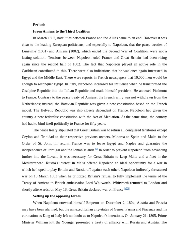 Prelude to the Third Coalition War | PDF | First French Empire | Napoleon