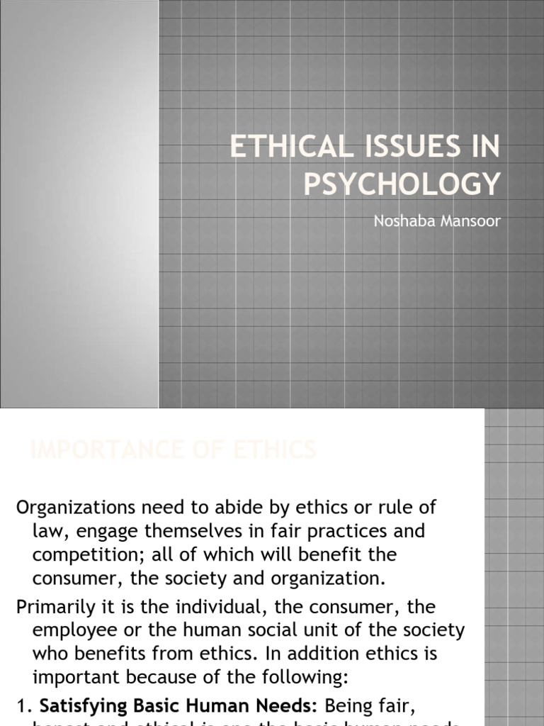 Ethics in Psychology: Key Insights | PDF | Morality | Value (Ethics)