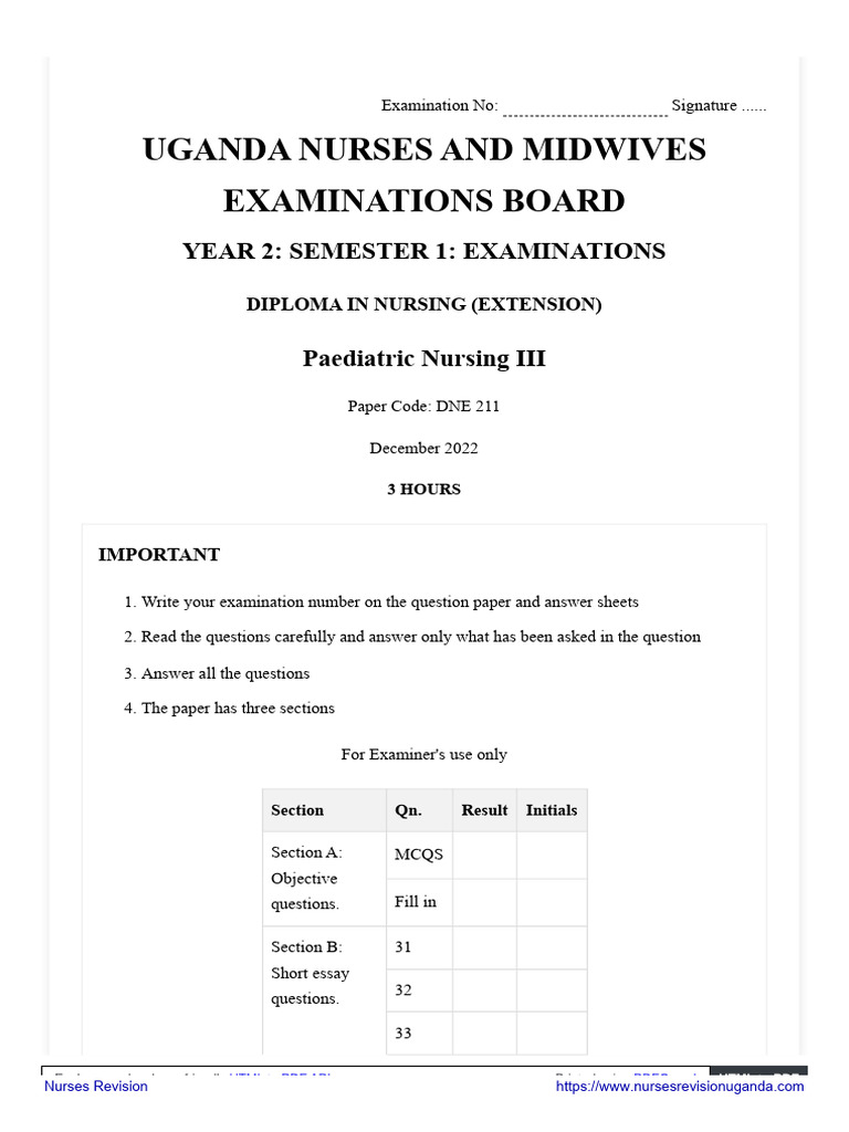 Paed Dec 2022 Nurses Revision Unmeb | PDF | Cerebral Palsy | Edema
