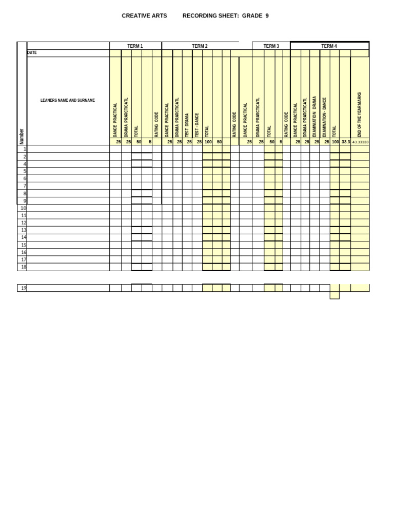 Grade 7 - 9 Mark Sheet | PDF
