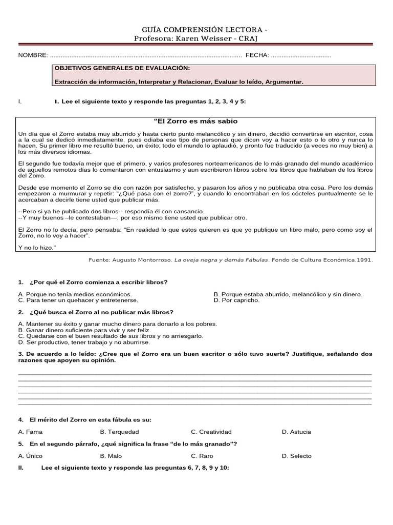 Guía Comprensión Lectora 2°M | PDF | Poesía