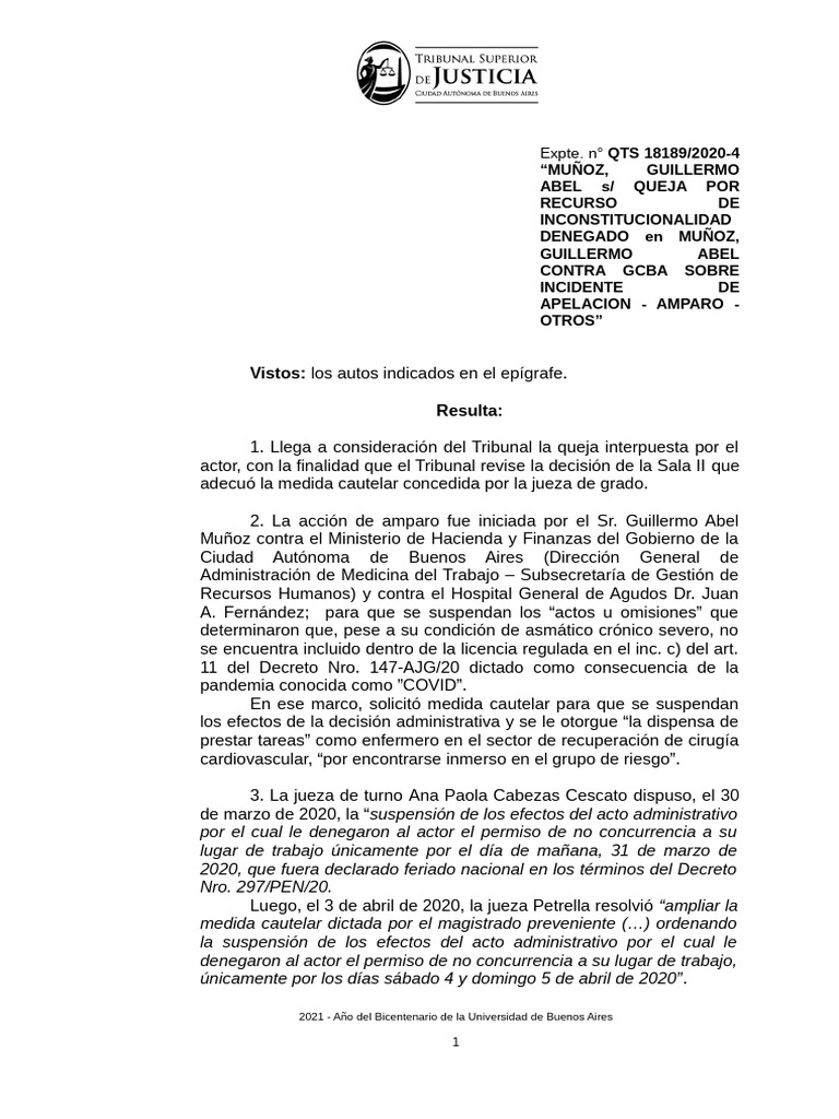 Muñoz, Guillermo Abel s queja por recurso de inconstitucionalidad denegado en Muñoz, Guillermo ...