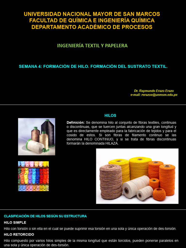 Semana 4 Formación de Hilo - Formación Del Sustrato Textil | PDF ...