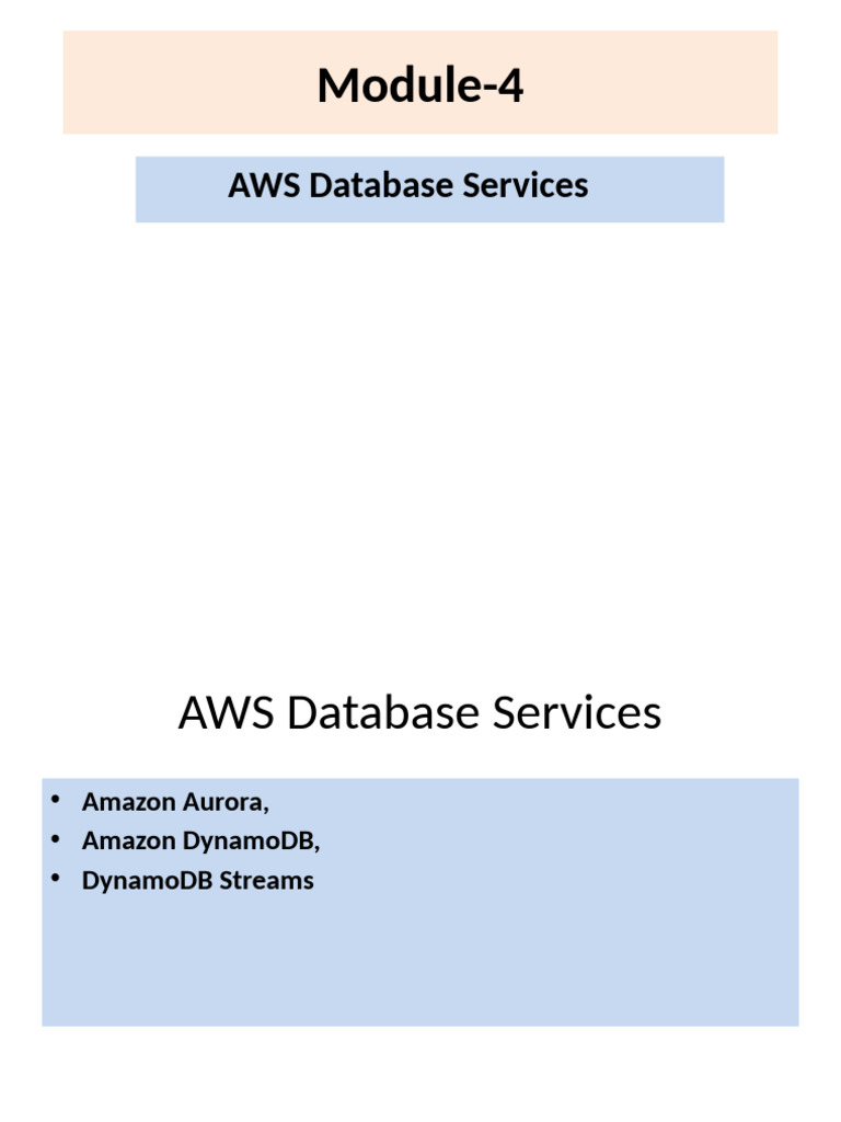 Module 4 - AWS Database Services - PART 2 - 2 | PDF | Databases | No Sql