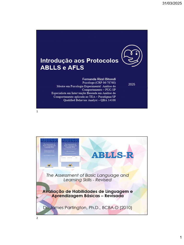 Avaliação ABLLS e AFLS para TEA | PDF | Aprendizado | Psicologia