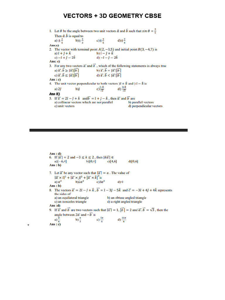 Vectors + 3d KV Cbse | PDF