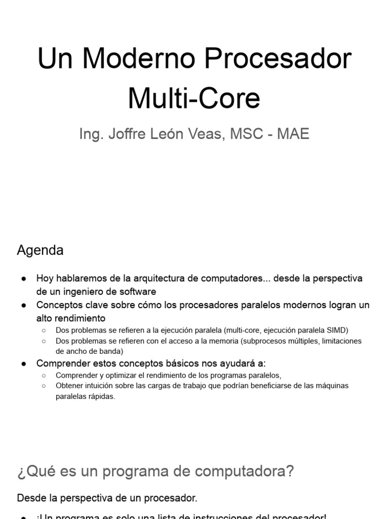 Un Moderno Procesador Multi-Core: Ing. Joffre León Veas, MSC - MAE ...
