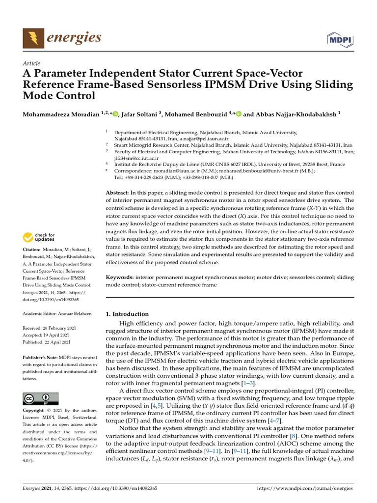 A Parameter Independent Stator Current Space-Vecto | PDF | Electric ...