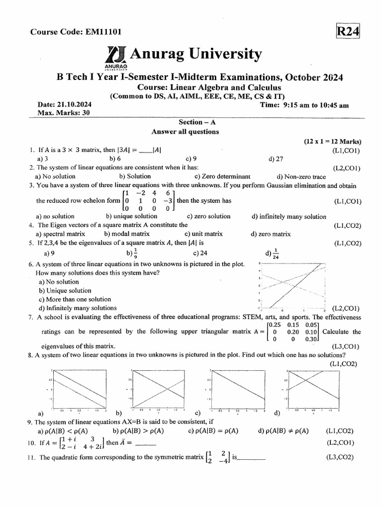 Linear Algebra and Calculus | PDF